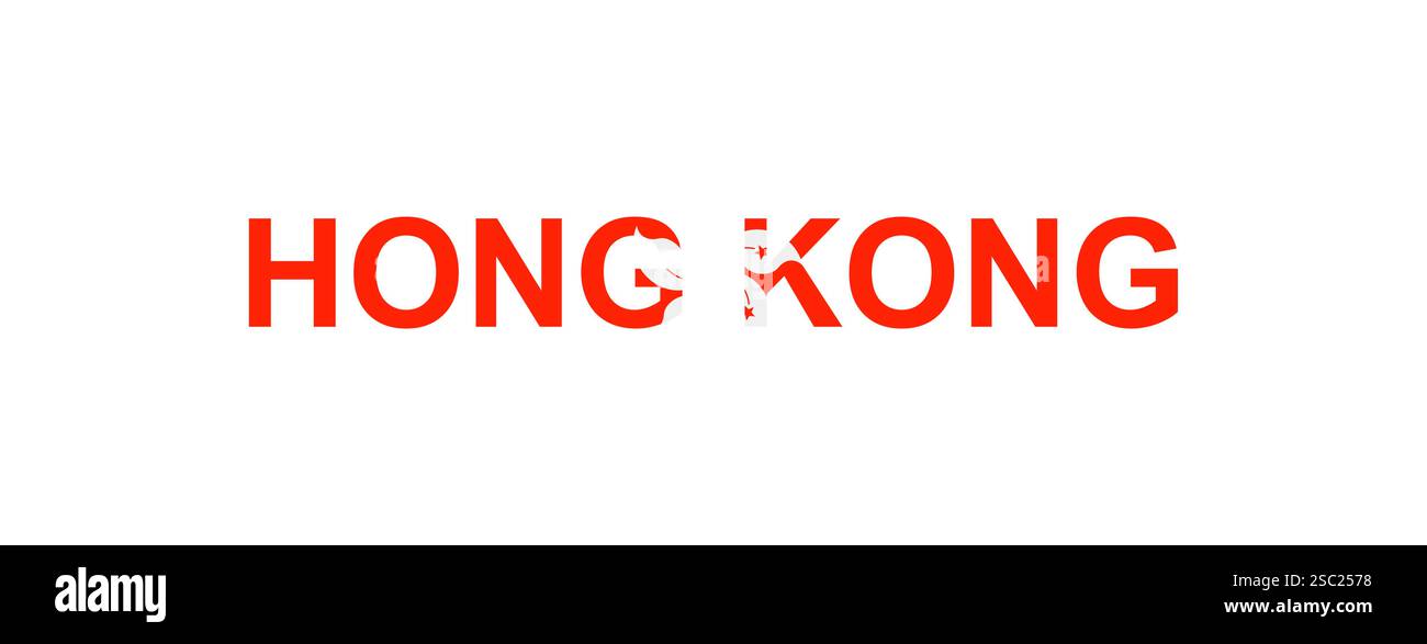 Letters Hong Kong in the style of the country flag. Hong Kong word in ...