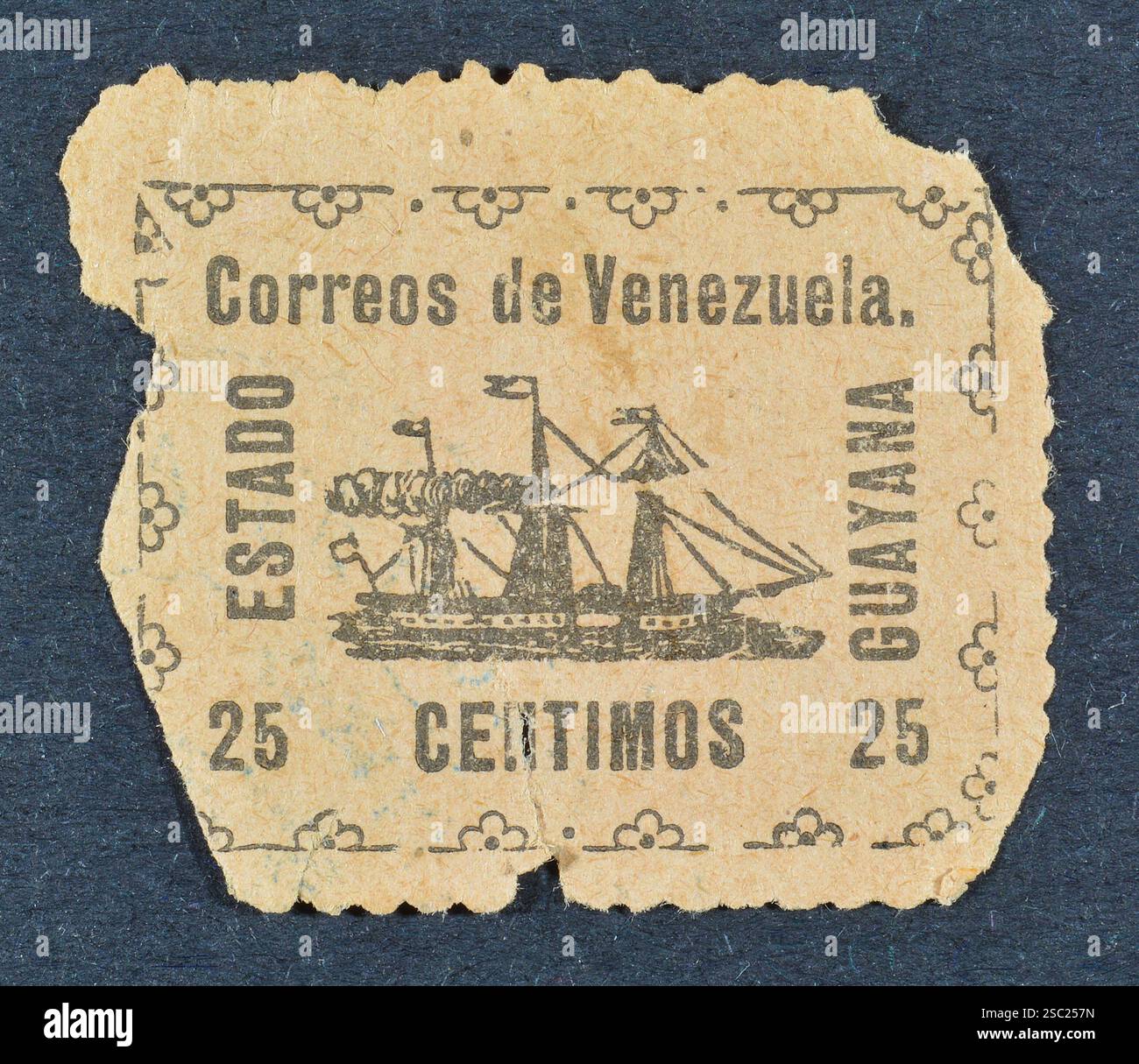 Cancelled postage stamp printed by Venezuela, that shows GUAYANA ...