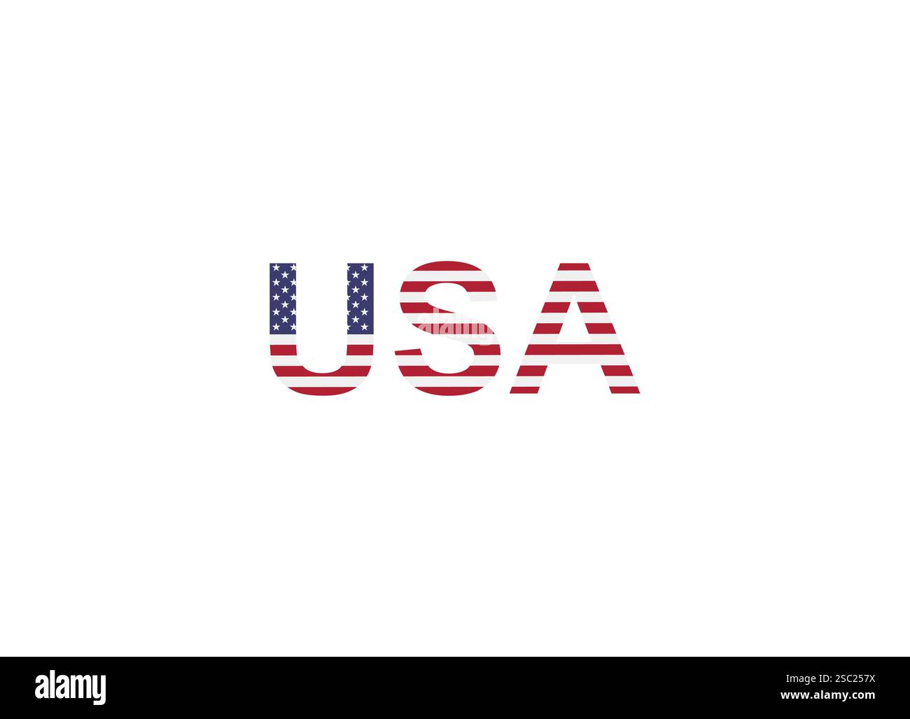 Letters USA in the style of the country flag. USA word in national flag ...