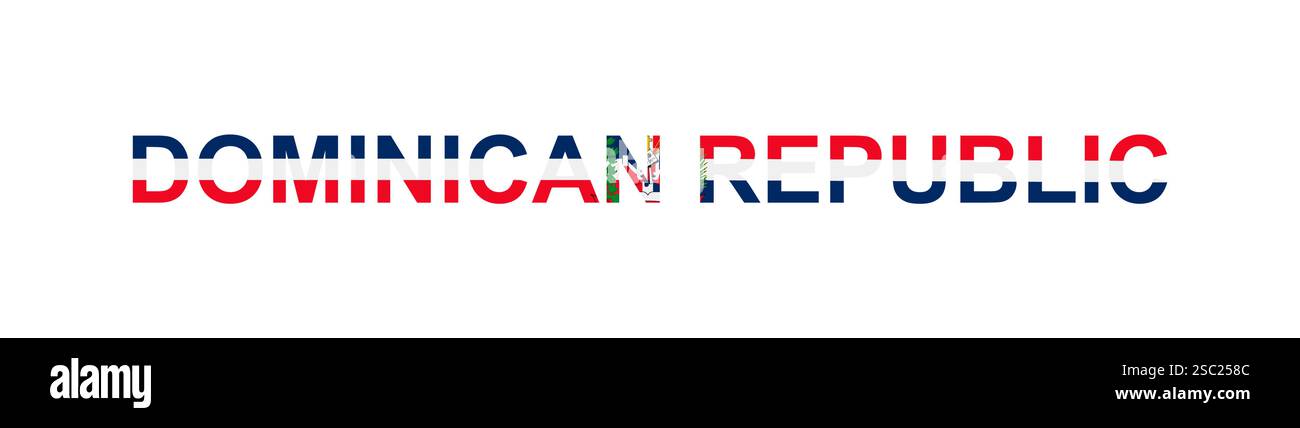 Letters Dominican Republic in the style of the country flag. Dominican ...