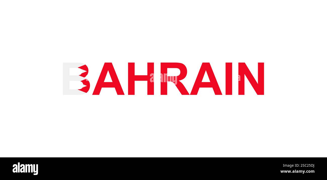Letters Bahrain in the style of the country flag. Bahrain word in ...