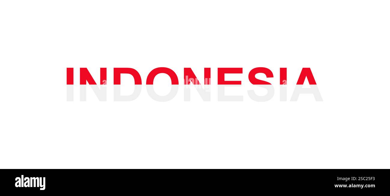 Letters Indonesia in the style of the country flag. Indonesia word in ...
