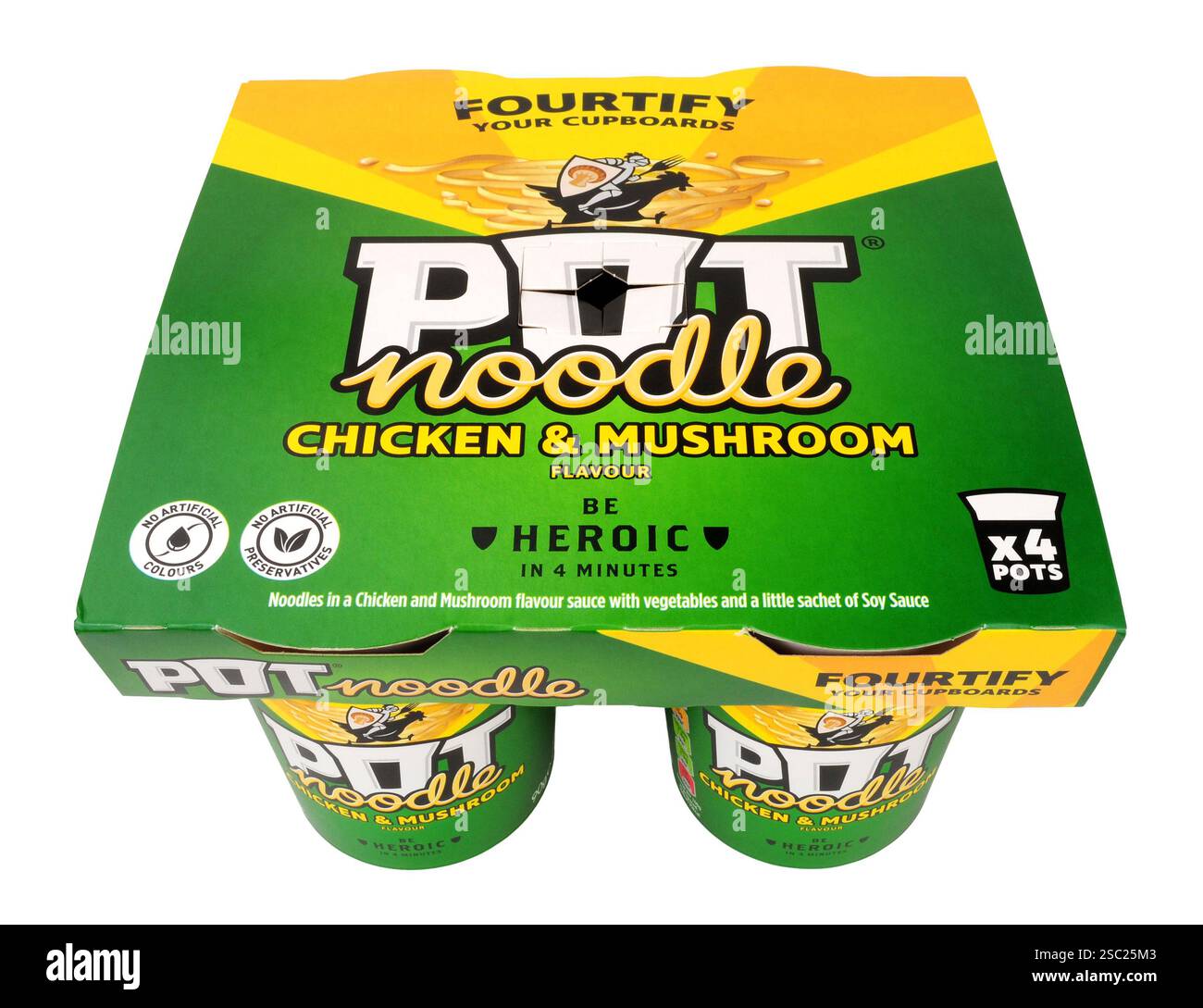 Pot noodle chicken and mushroom flavour instant noodles in a pack ...