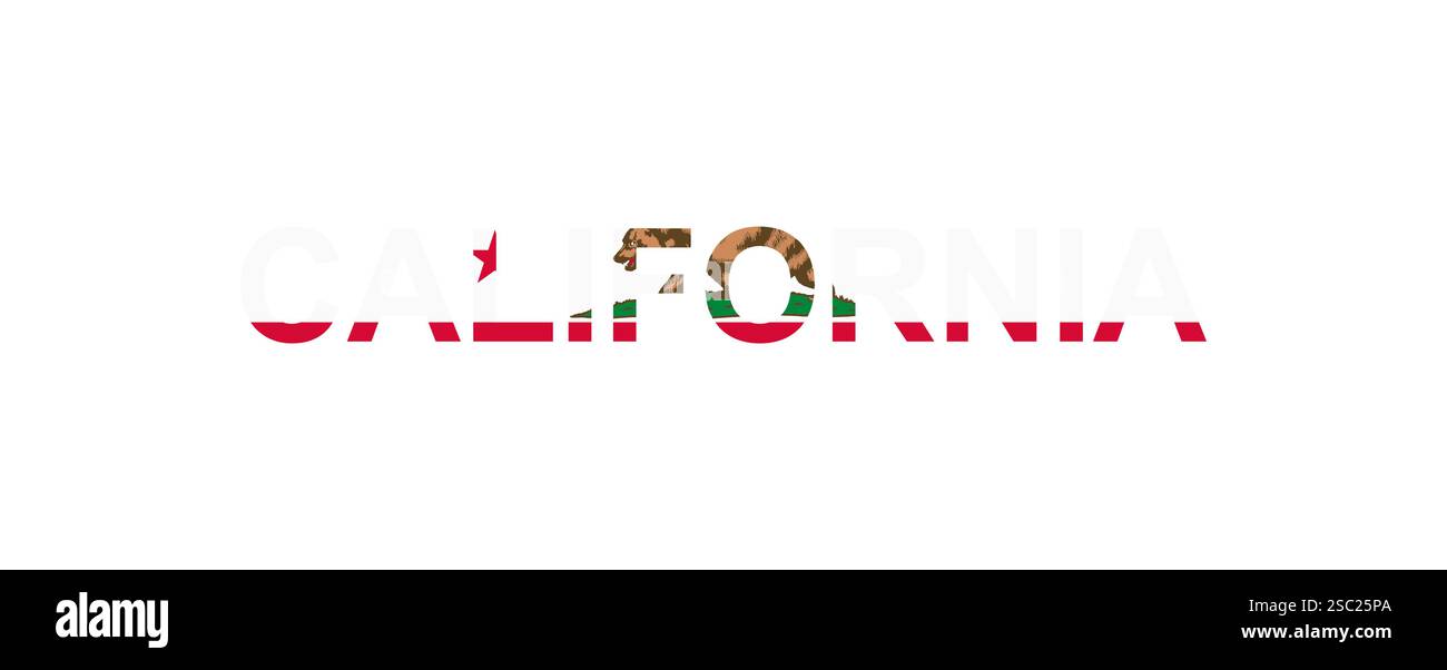 Letters California in the style of the country flag. California word in ...