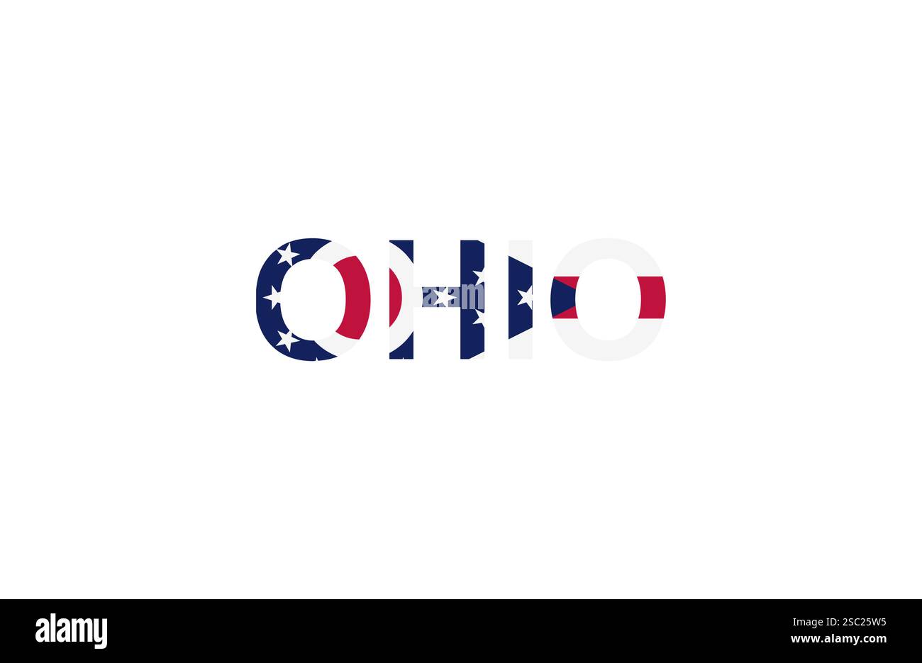 Letters Ohio in the style of the country flag. Ohio word in national ...