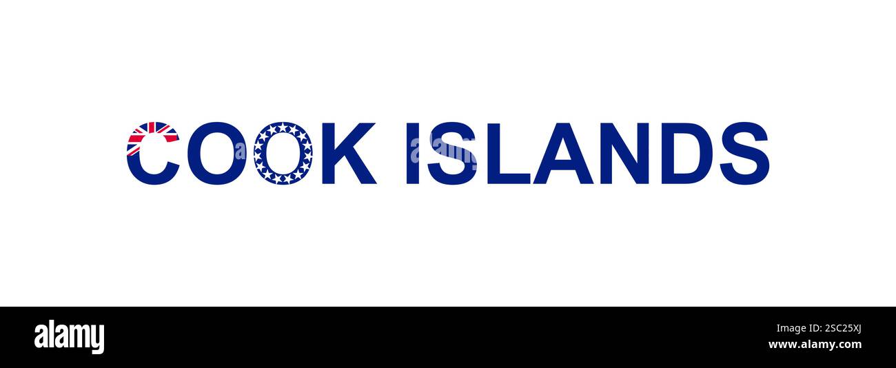 Letters Cook Islands in the style of the country flag. Cook Islands ...