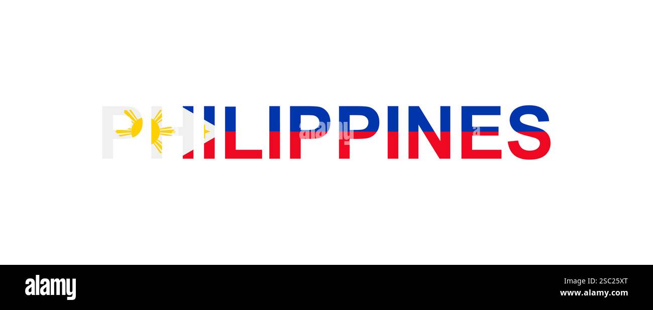 Letters Philippines in the style of the country flag. Philippines word ...