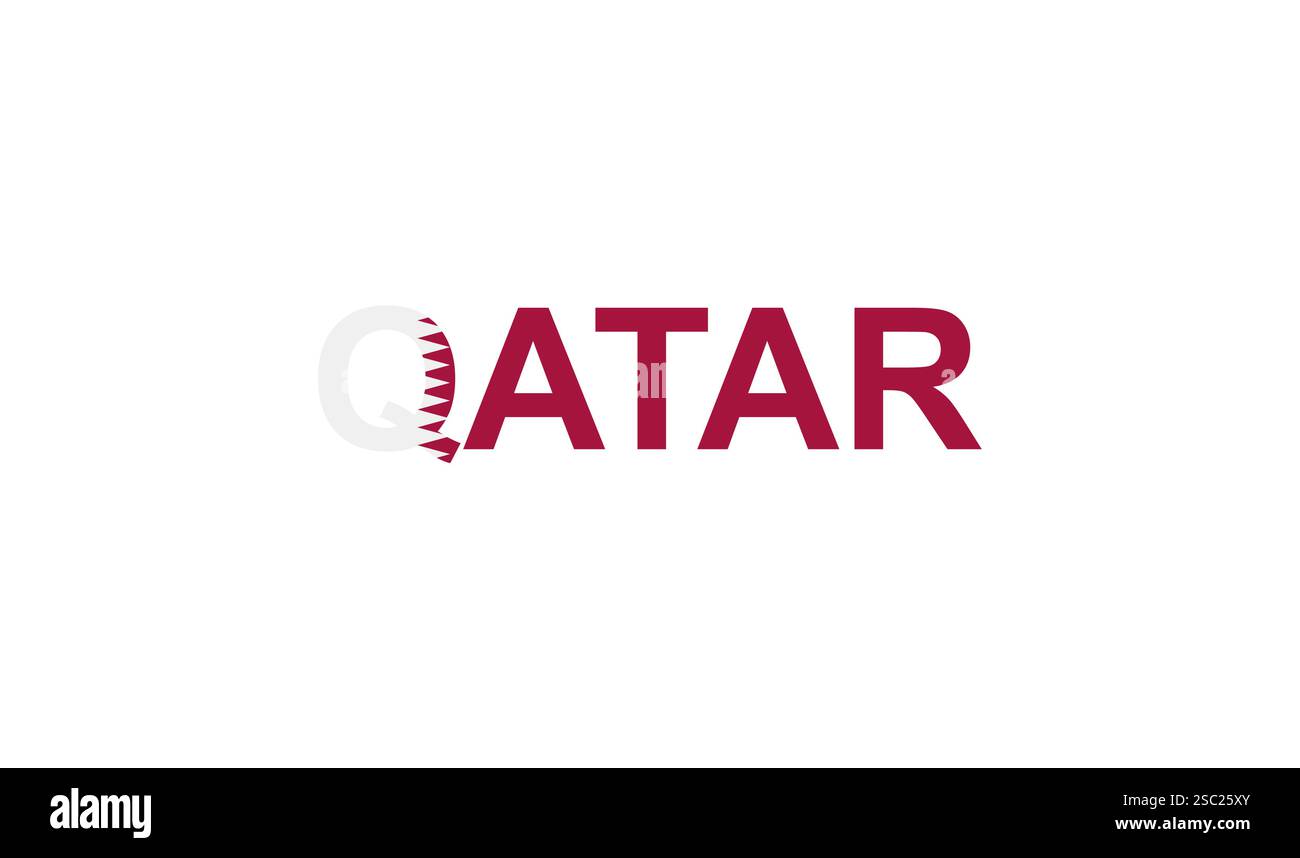Letters Qatar in the style of the country flag. Qatar word in national ...