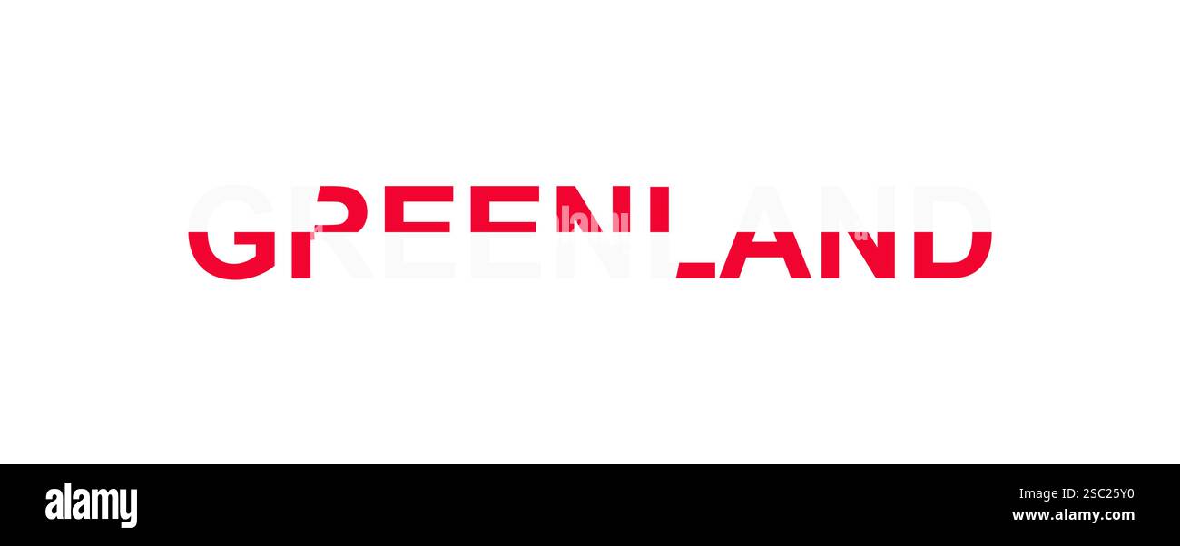 Letters Greenland in the style of the country flag. Greenland word in ...