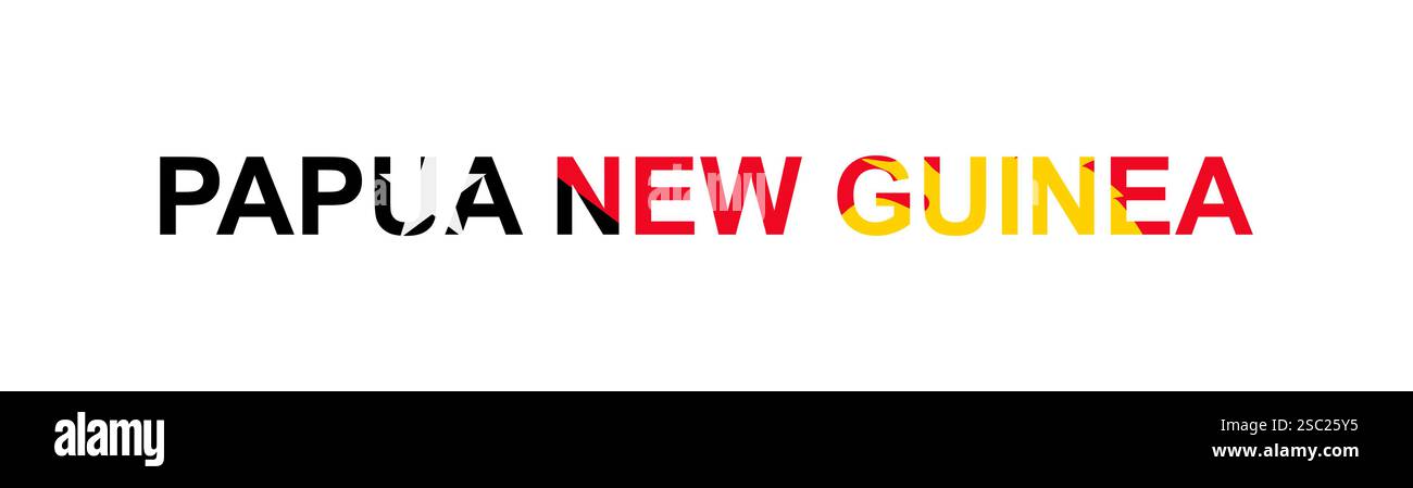Letters Papua New Guinea in the style of the country flag. Papua New ...