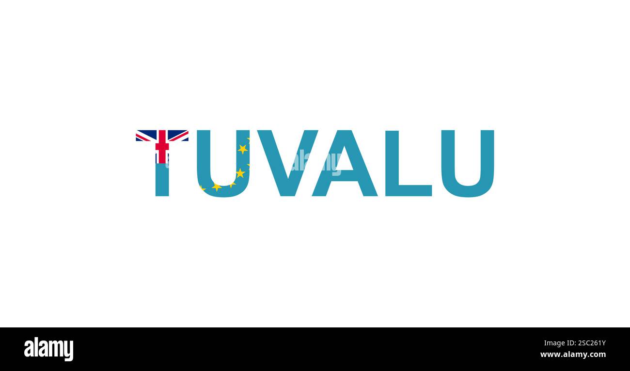 Letters Tuvalu in the style of the country flag. Tuvalu word in ...