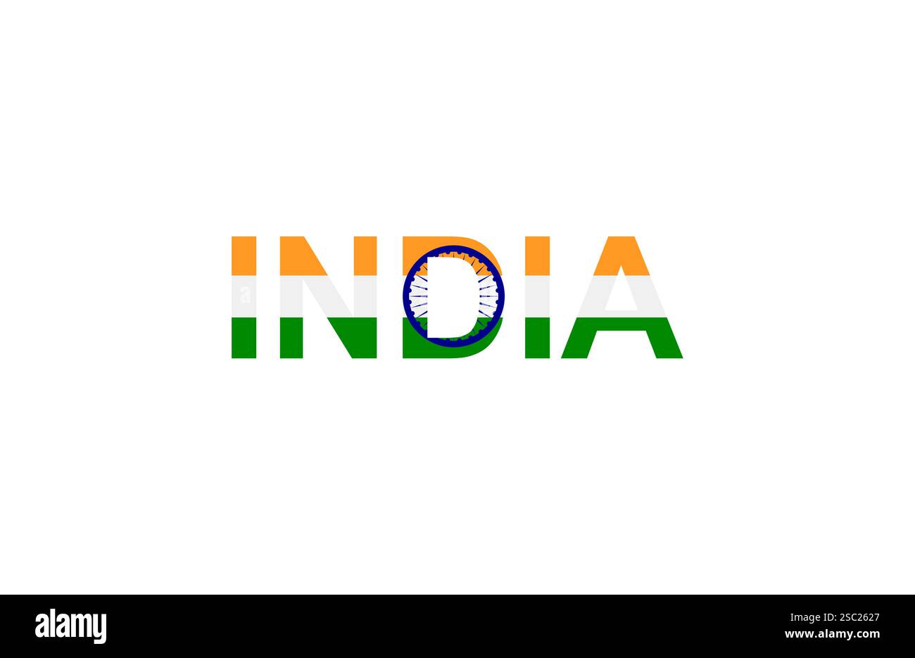 Letters India in the style of the country flag. India word in national ...