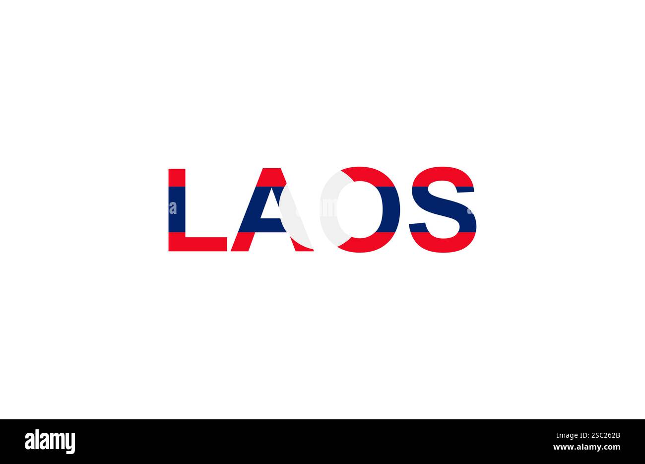Letters Laos in the style of the country flag. Laos word in national ...