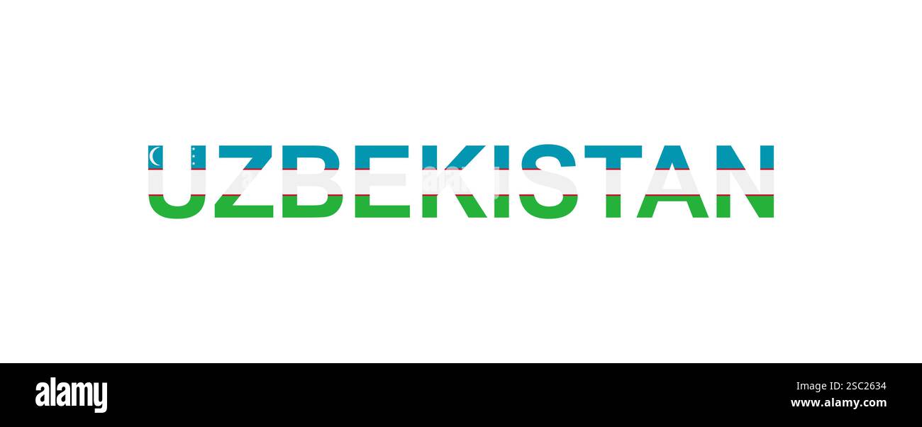 Letters Uzbekistan in the style of the country flag. Uzbekistan word in ...