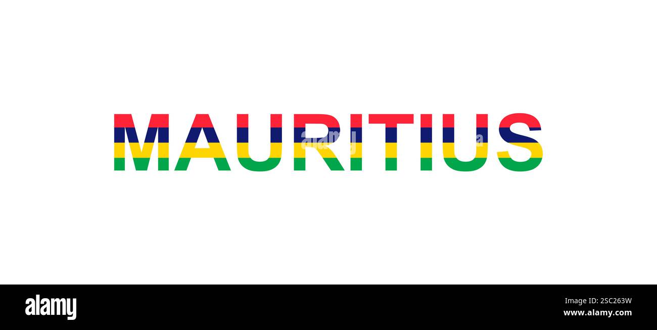 Letters Mauritius in the style of the country flag. Mauritius word in ...