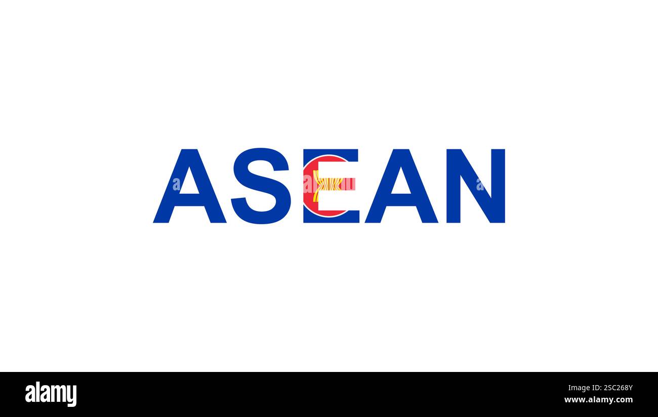 Letters ASEAN in the style of the country flag. ASEAN word in national ...