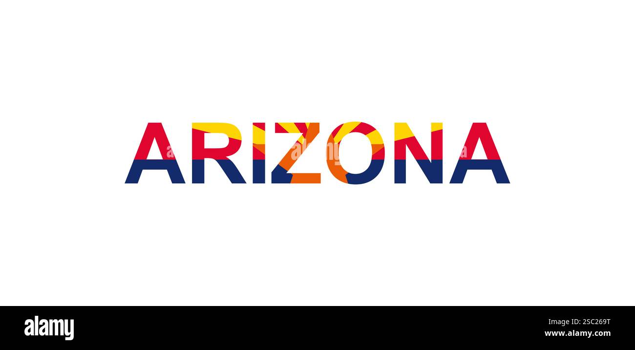 Letters Arizona in the style of the country flag. Arizona word in ...
