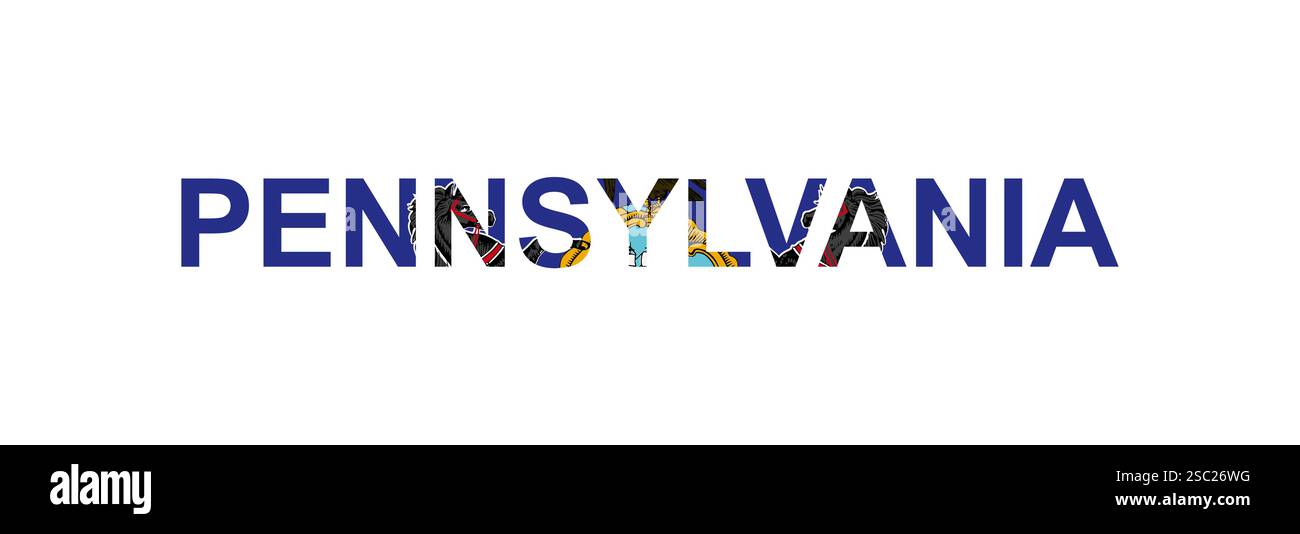 Letters Pennsylvania in the style of the country flag. Pennsylvania ...