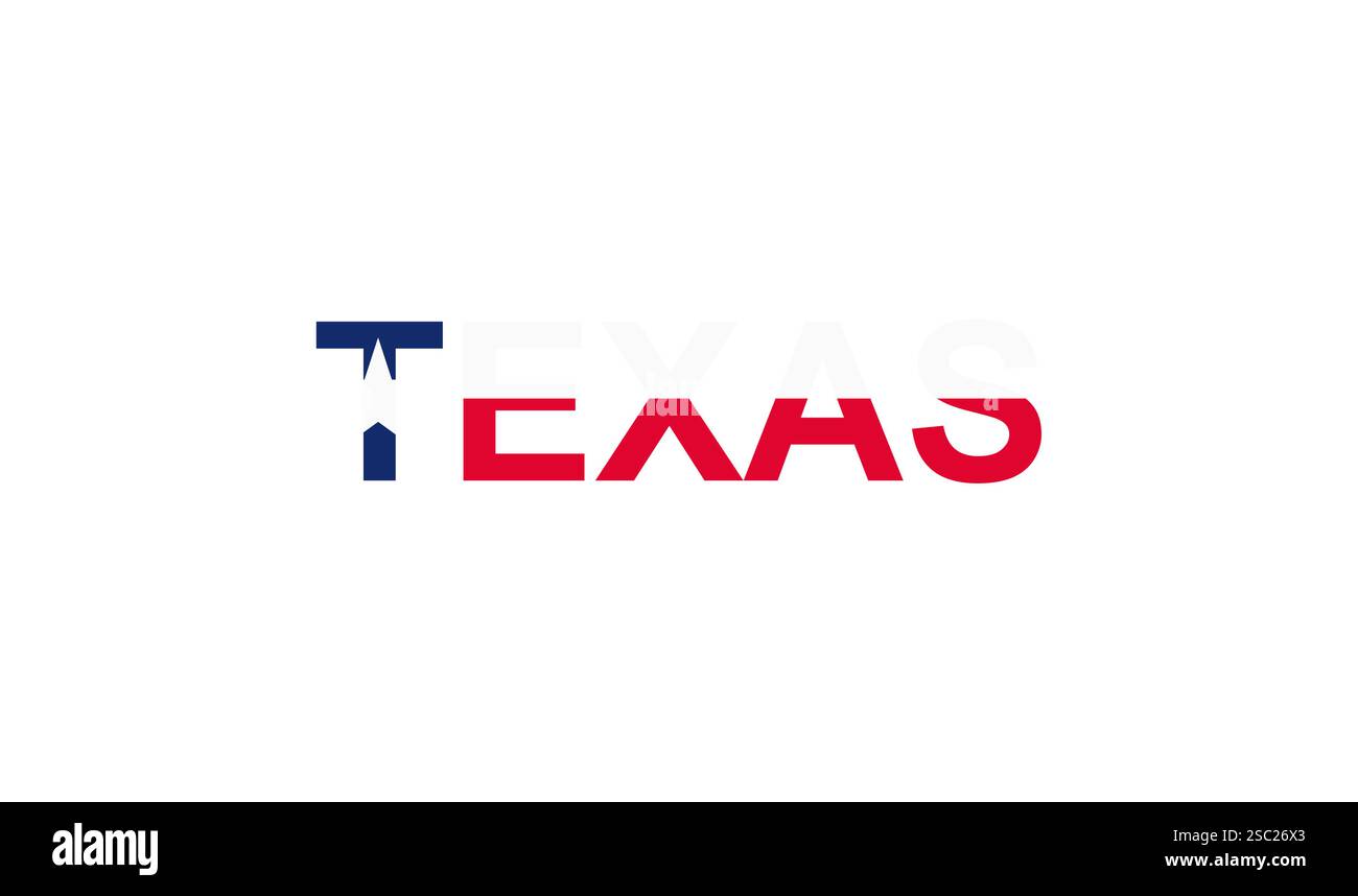 Letters Texas in the style of the country flag. Texas word in national ...