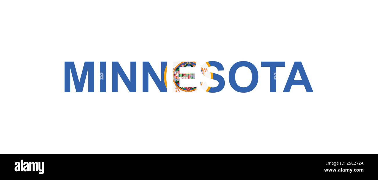 Letters Minnesota in the style of the country flag. Minnesota word in ...