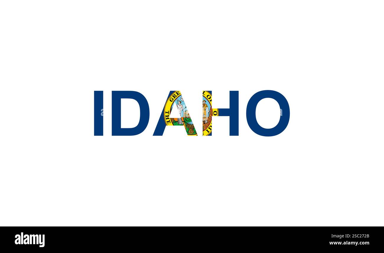 Letters Idaho in the style of the country flag. Idaho word in national ...