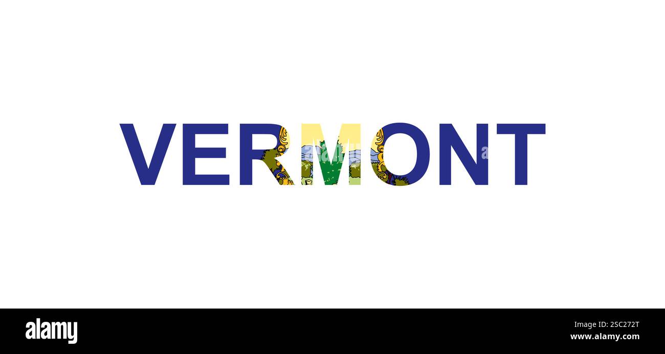 Letters Vermont in the style of the country flag. Vermont word in ...