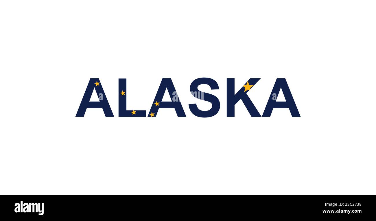 Letters Alaska in the style of the country flag. Alaska word in ...