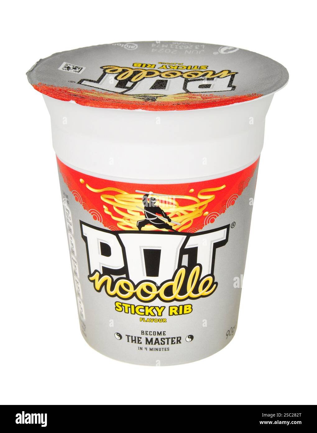 Pot Noodle sticky rib flavour instant noodle snack in a 90g pot Stock ...
