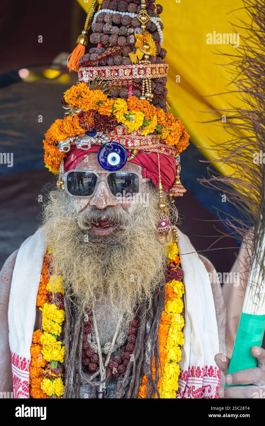 14 January, 2025, Prayagraj, uttar Pradesh, India. A Naga Sadhu with ...