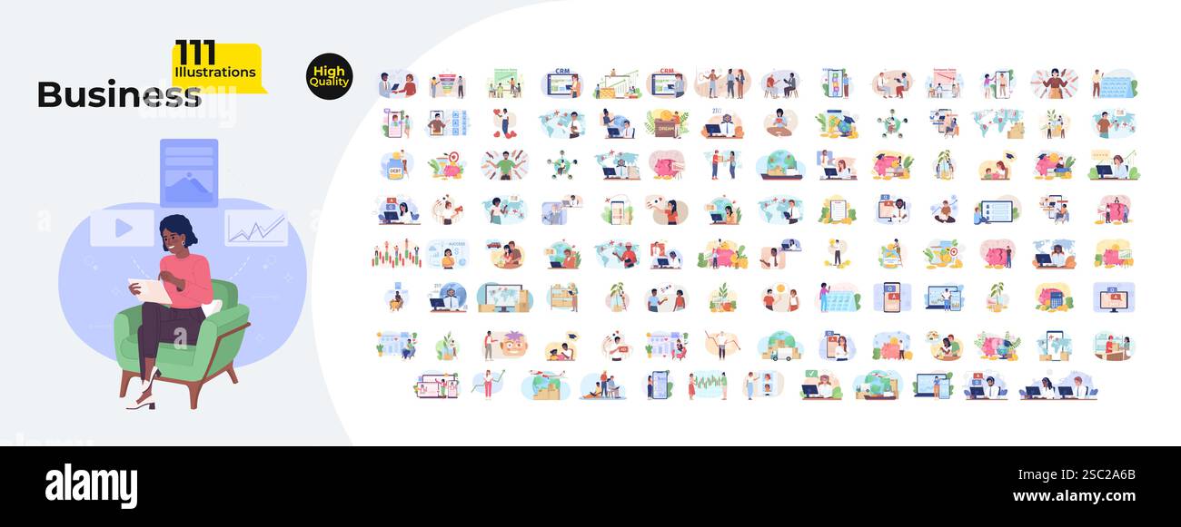 Business cartoon flat illustrations mega bundle Stock Vector Image ...