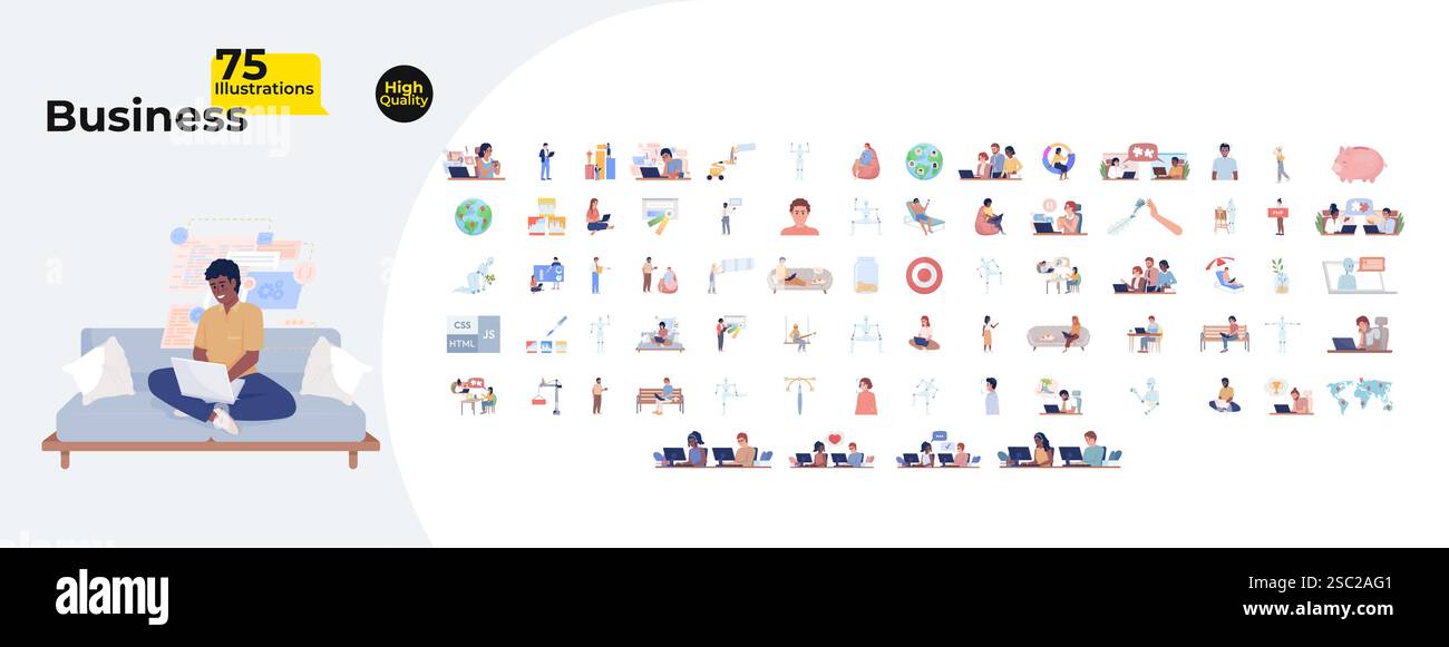 Business cartoon flat illustrations mega bundle Stock Vector Image ...