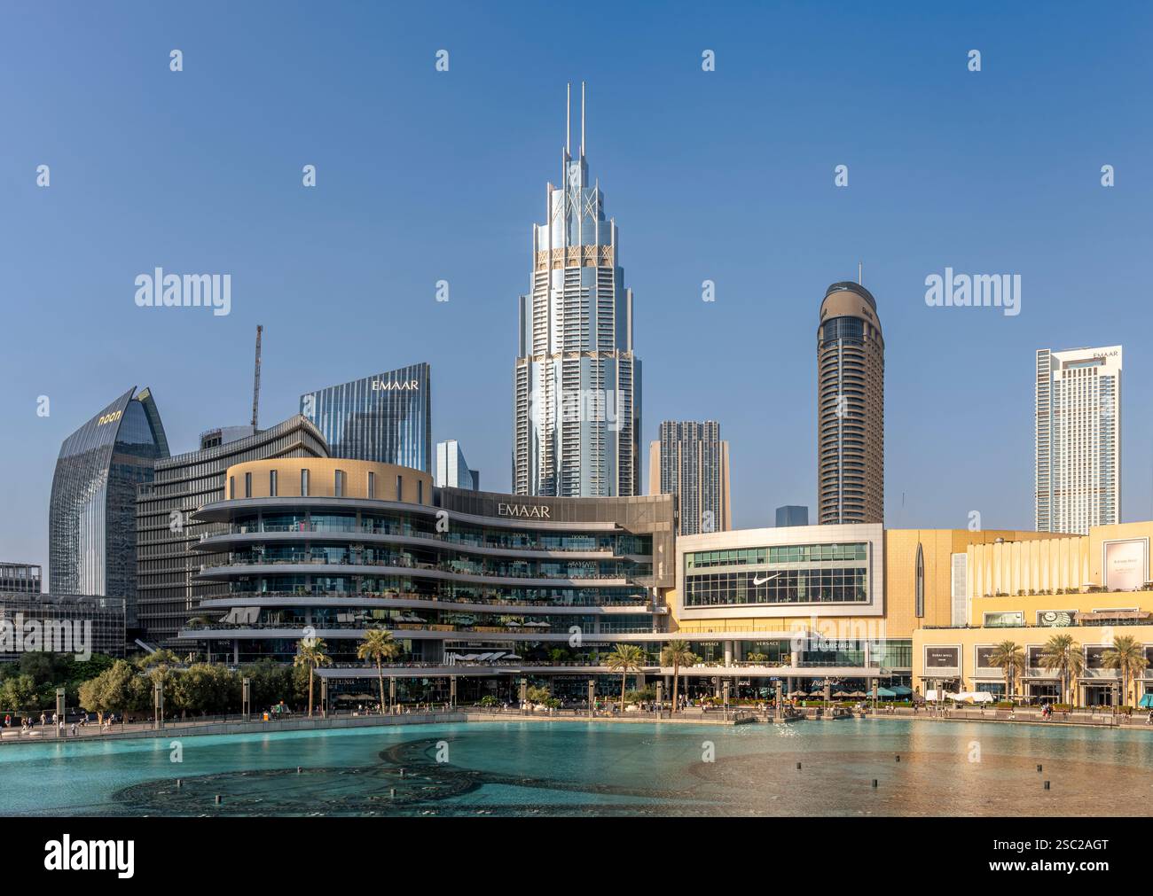 The Dubai skyline of futuristic sky scrapers surrounding the world's ...
