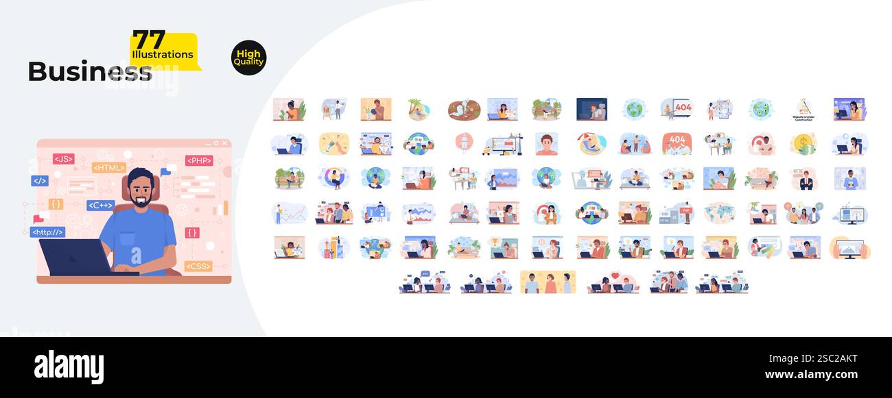 Business cartoon flat illustrations mega bundle Stock Vector Image ...