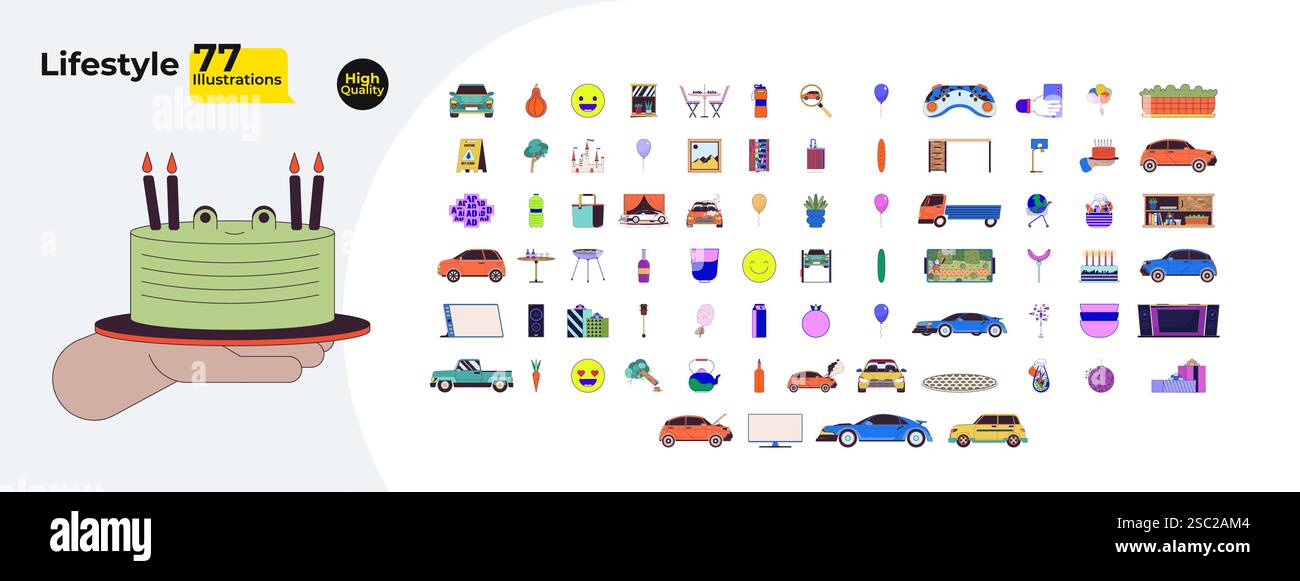 Lifestyle cartoon flat illustrations mega bundle Stock Vector Image ...