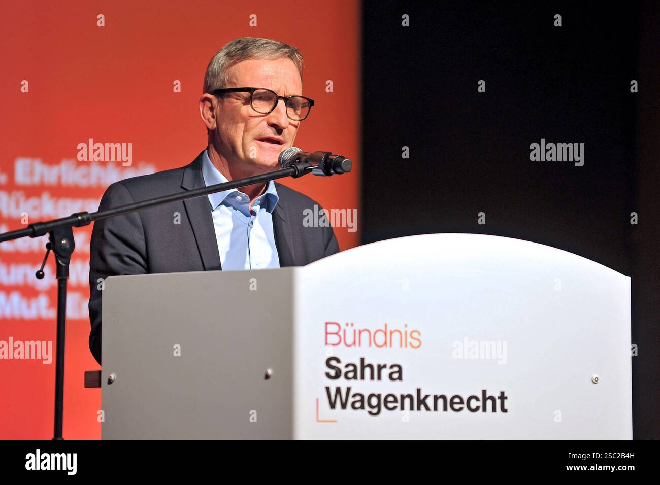 Bundestagswahl 2025. Thomas Geisel BSW Bündnis Sahra Wagenknecht während einer ...