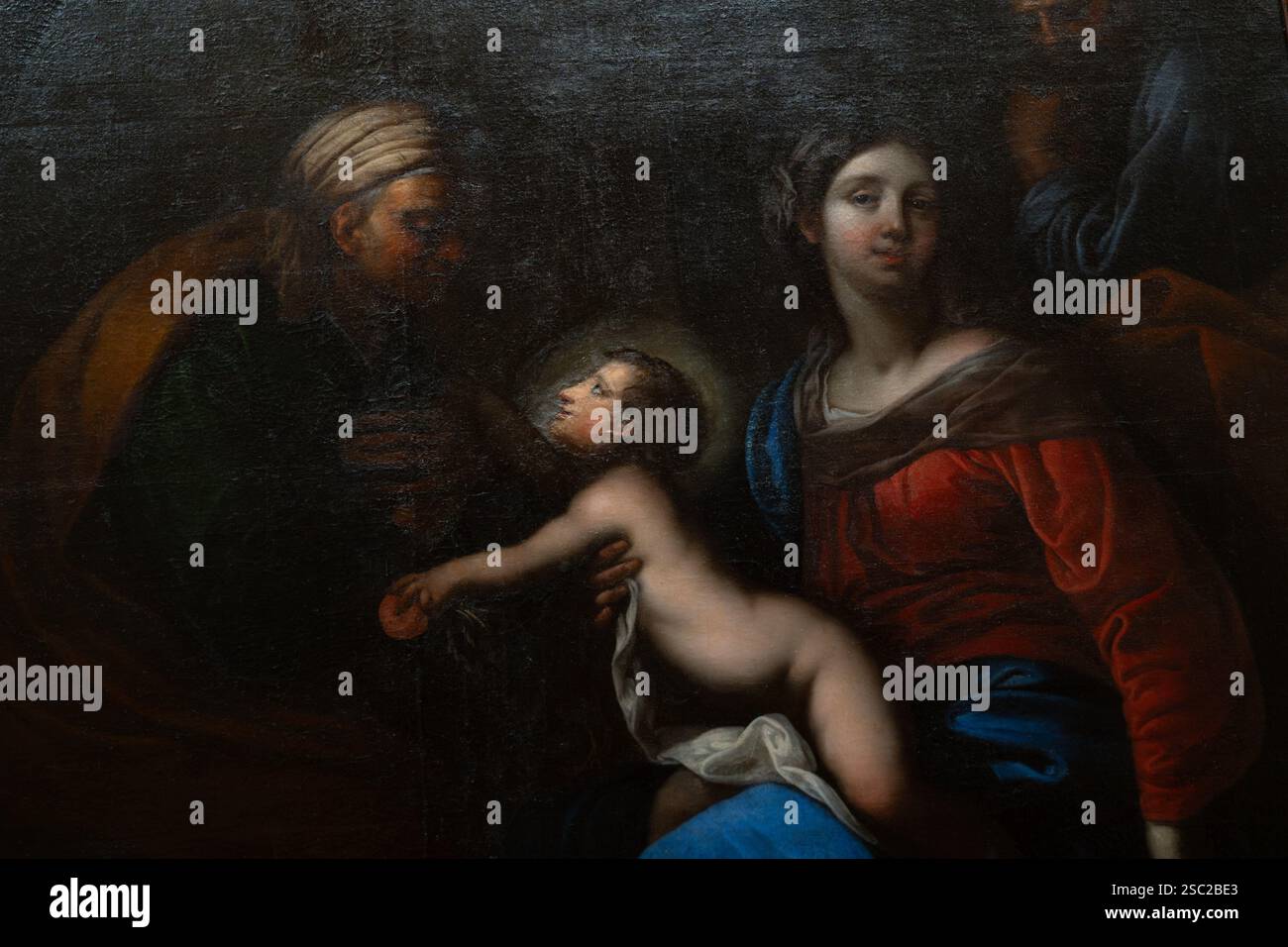 A painting of Saint Anne, the Virgin Mary, the Child Jesus and Saint Joseph in the Basilica of ...