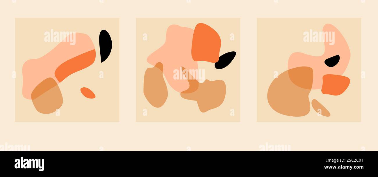 Three-part painting with organic shapes Stock Photo - Alamy