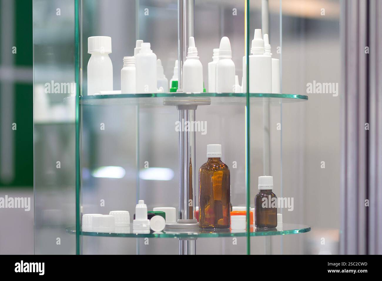Samples of various packages for medications at the exhibition stand ...