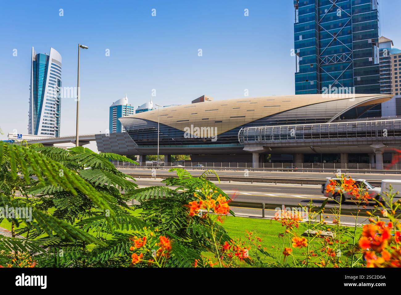 DUBAI, UAE - NOVEMBER 3: Dubai Metro as world's longest fully automated metro network (75 km) on ...