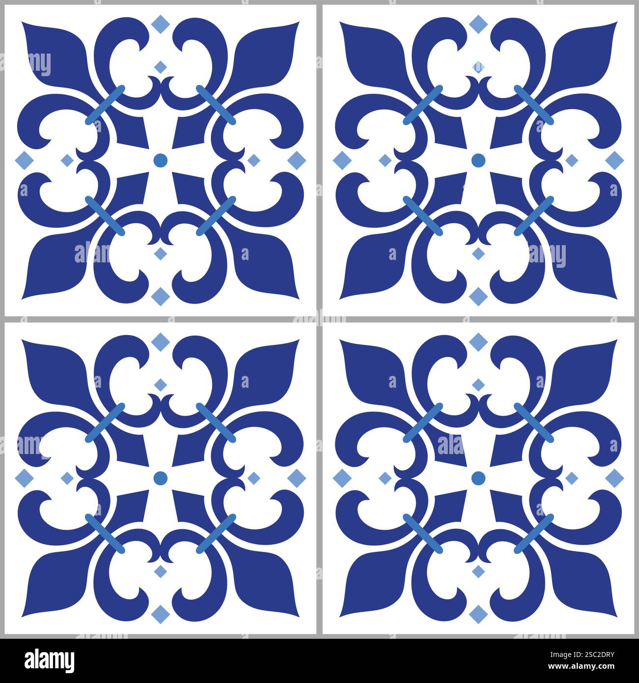 Portuguese and Spanish inspired Azulejo wallpaper tiles - vector ...