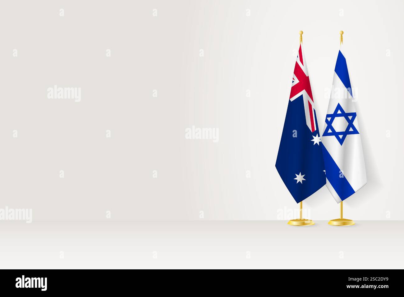 Flags of Australia and Israel on flag stand, meeting between two ...