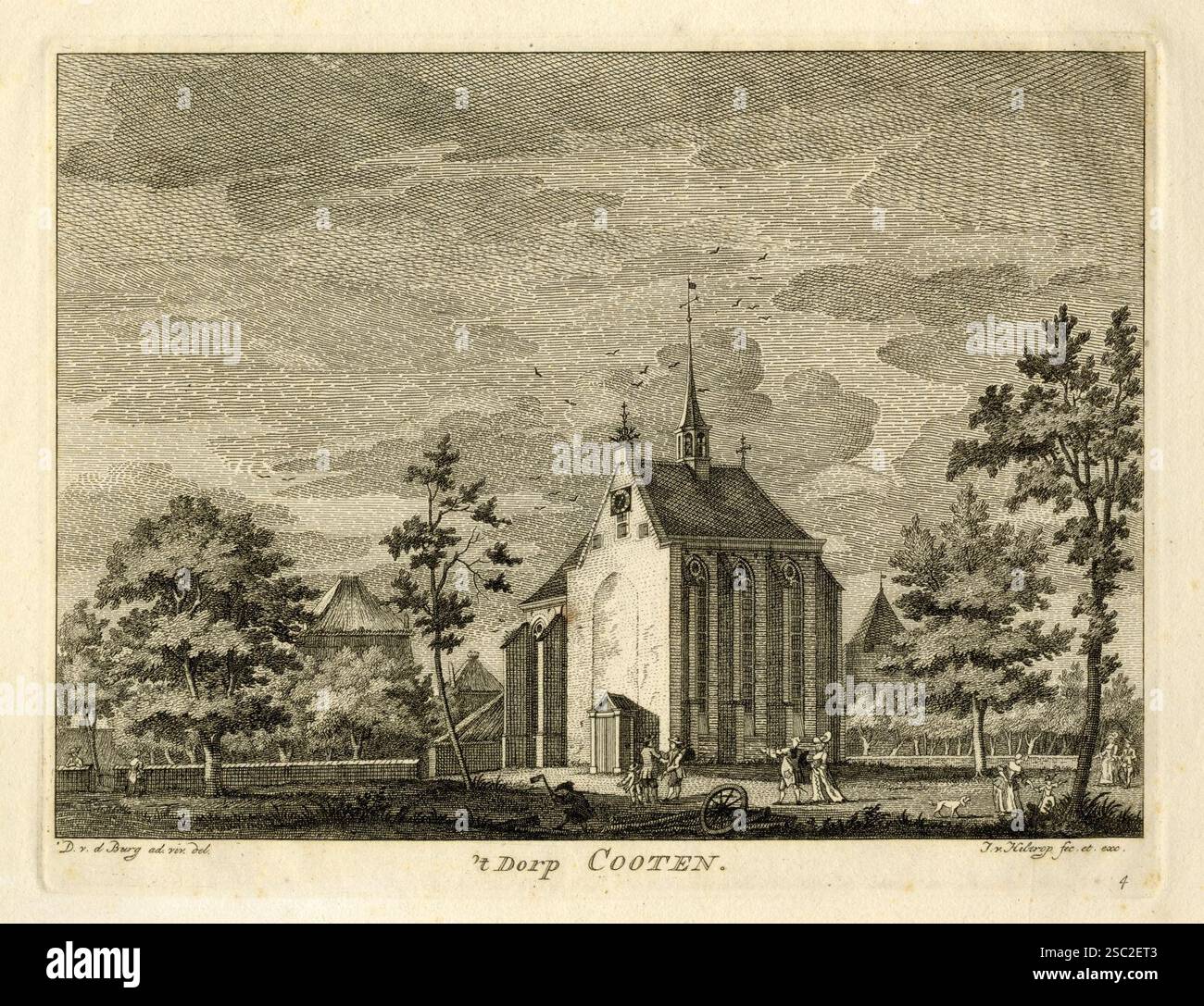 Gezicht in het dorp Cothen met de Nederlands Hervormde kerk en ...