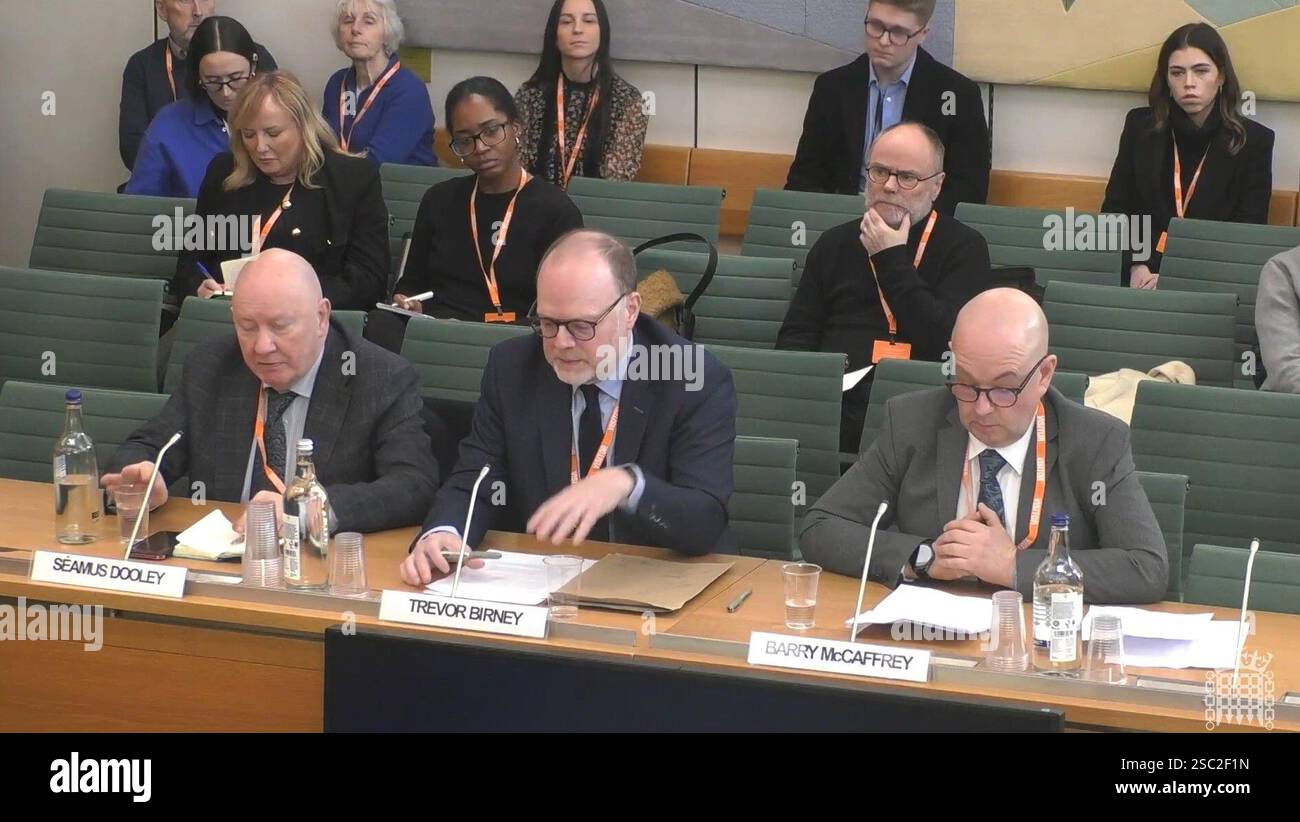 Screen grab of (left to right) Seamus Dooley, assistant general ...