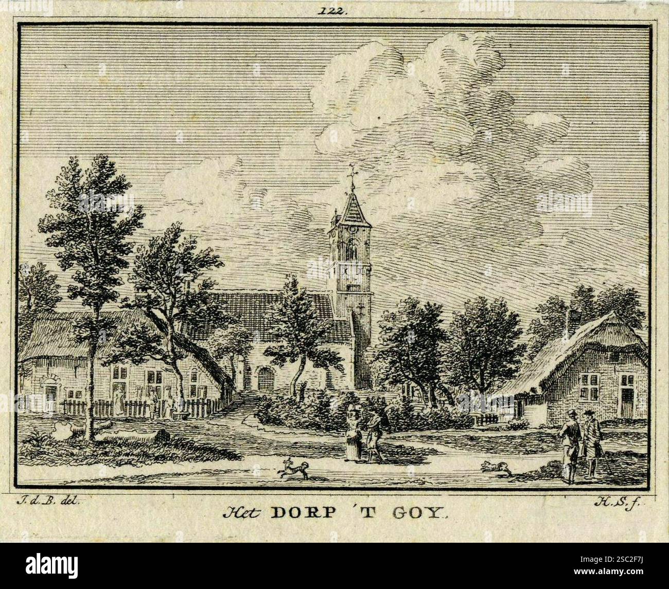 Gezicht in het dorp t Goy met de Nederlands Hervormde kerk uit het ...