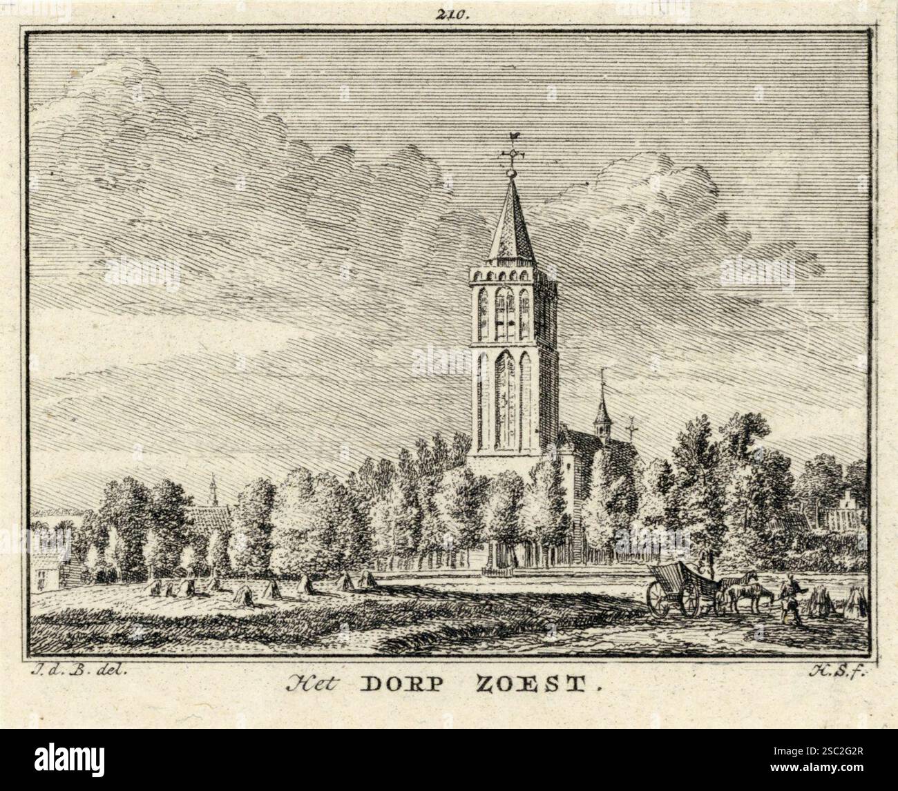 Gezicht op het dorp Soest met de Nederlands Hervormde kerk uit het ...