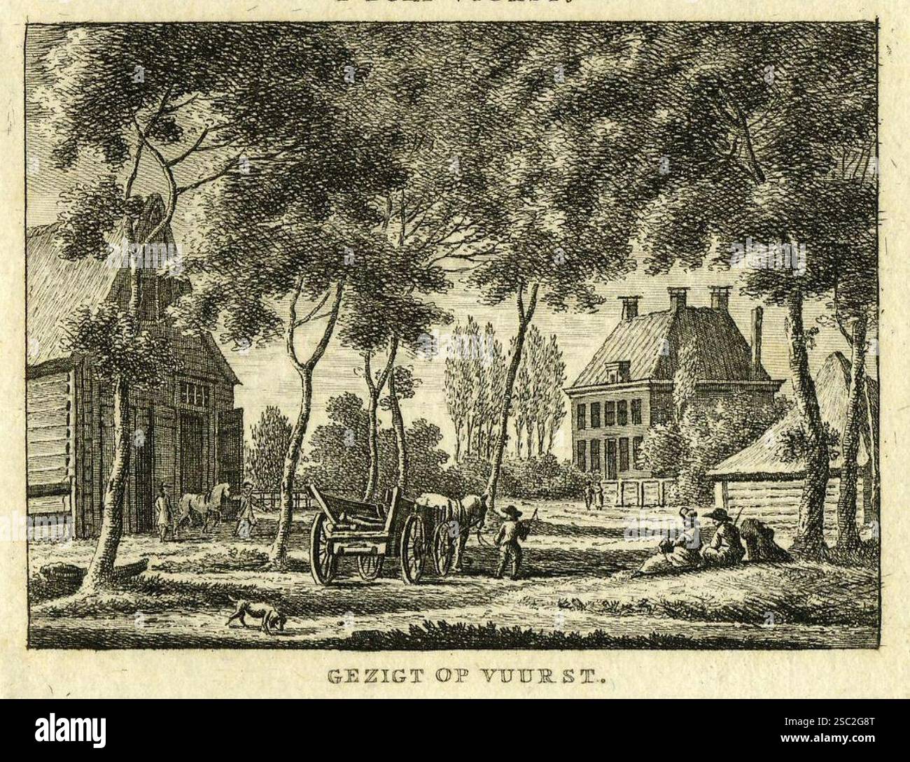 Gezicht in het dorp Lage Vuursche met op de achtergrond een groot ...