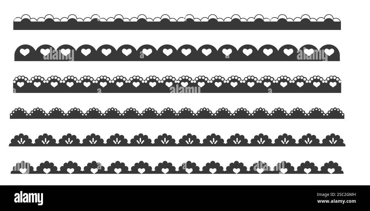 Scalloped border simple divider with cute heart and dots ornament edge ...