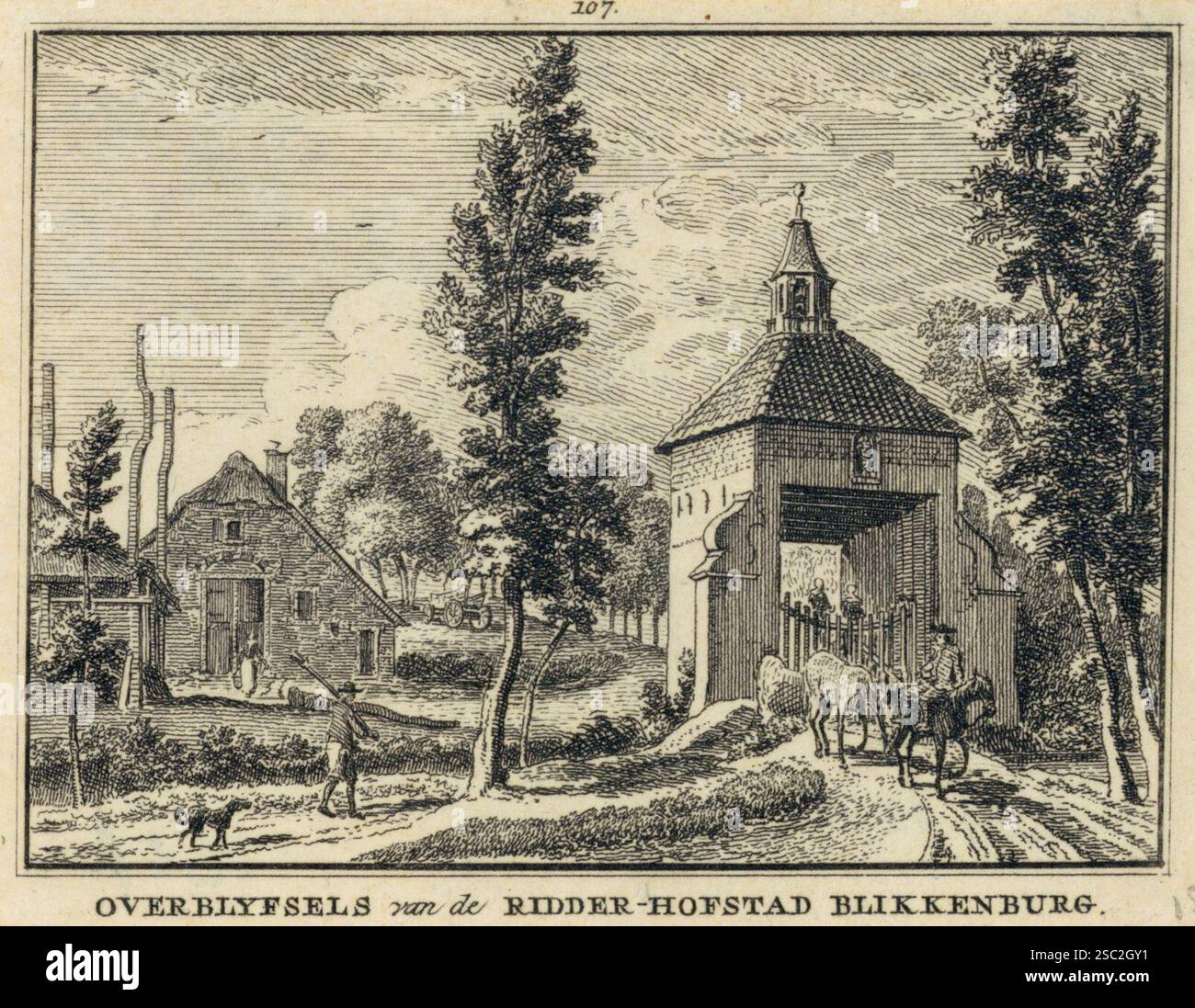 Gezicht op het poortgebouw van het kasteel Blikkenburg bij Zeist met de ...