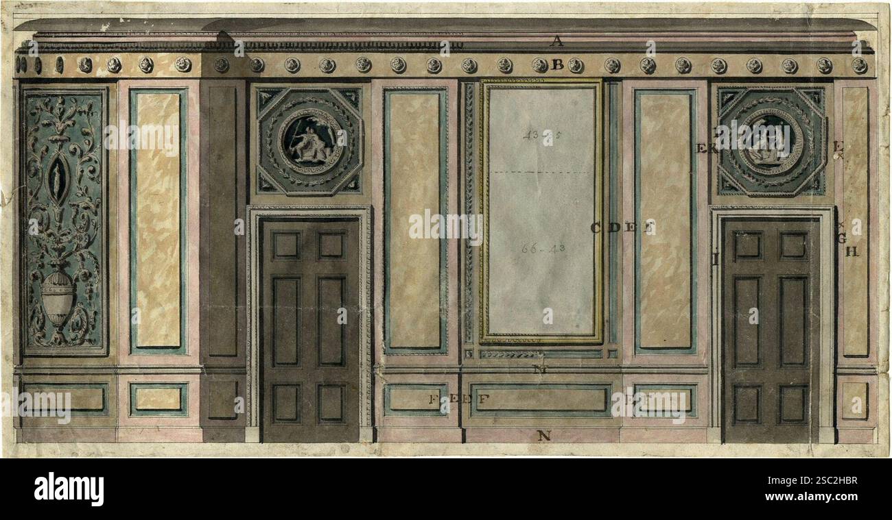 Interieur van het huis Elsenburg bij Maarsen een van de lange wanden ...