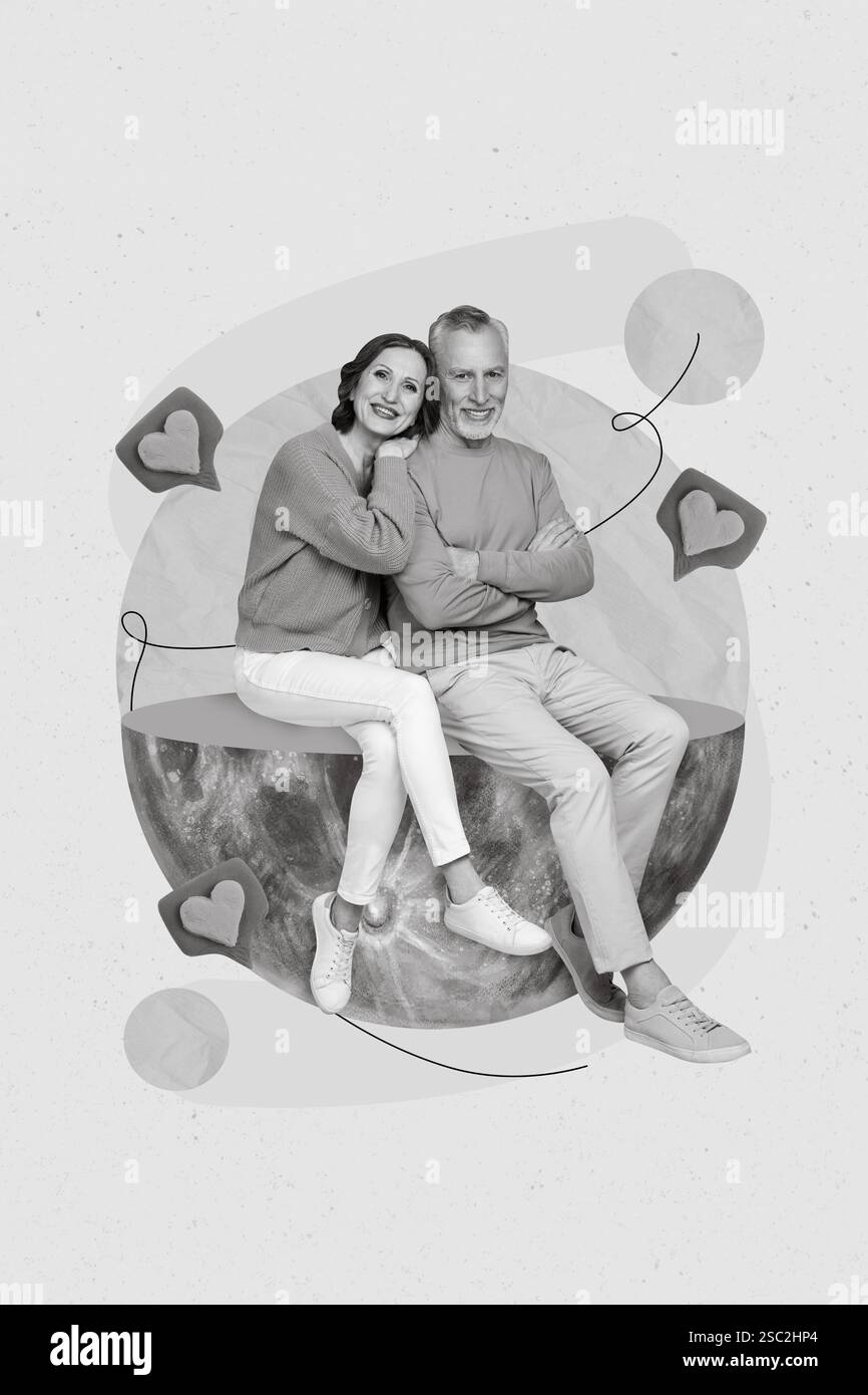 Drawing picture bright photo 3d collage poster postcard of married ...